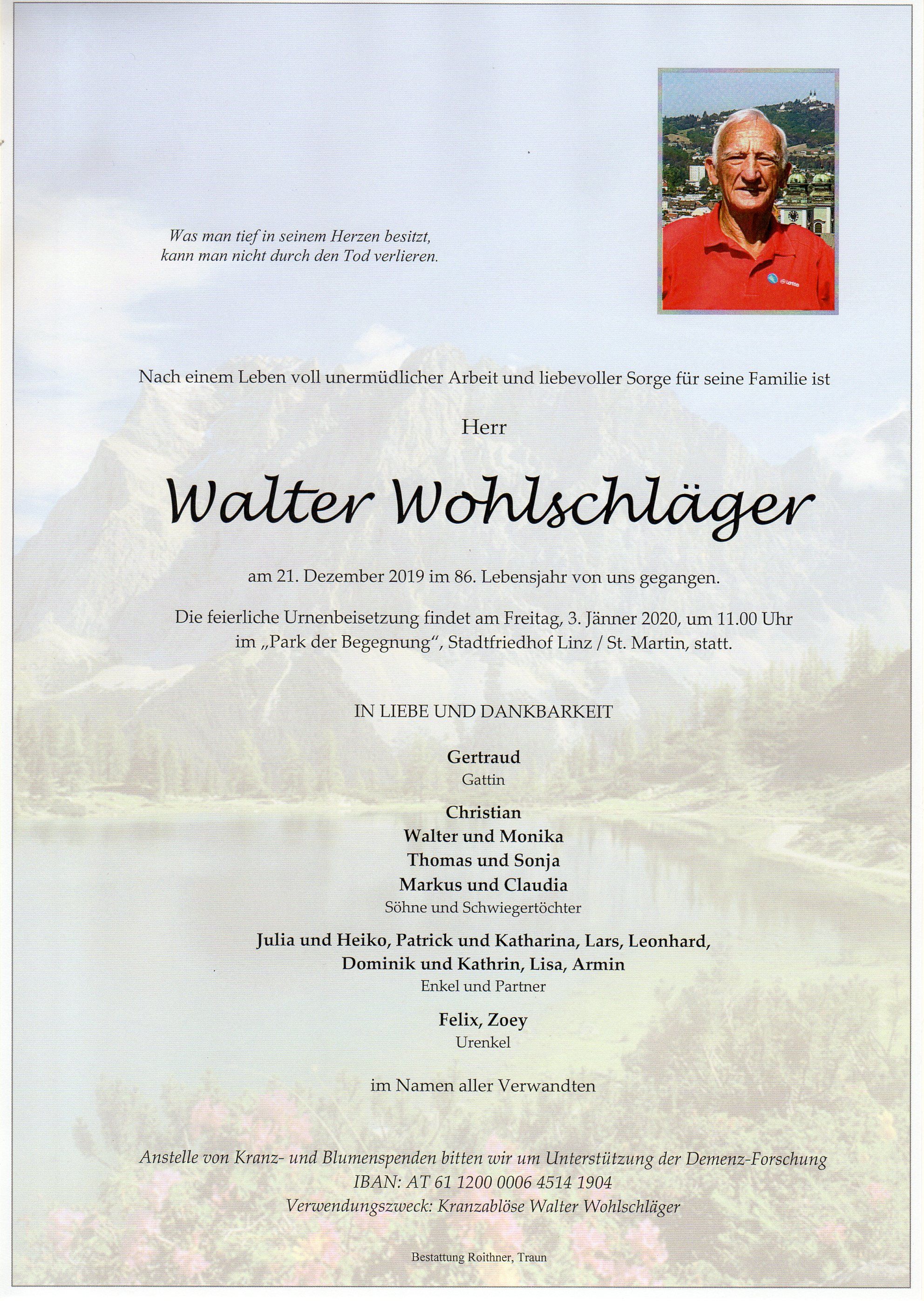 Todesfälle | ROITHNER BESTATTUNG in 4050 Traun